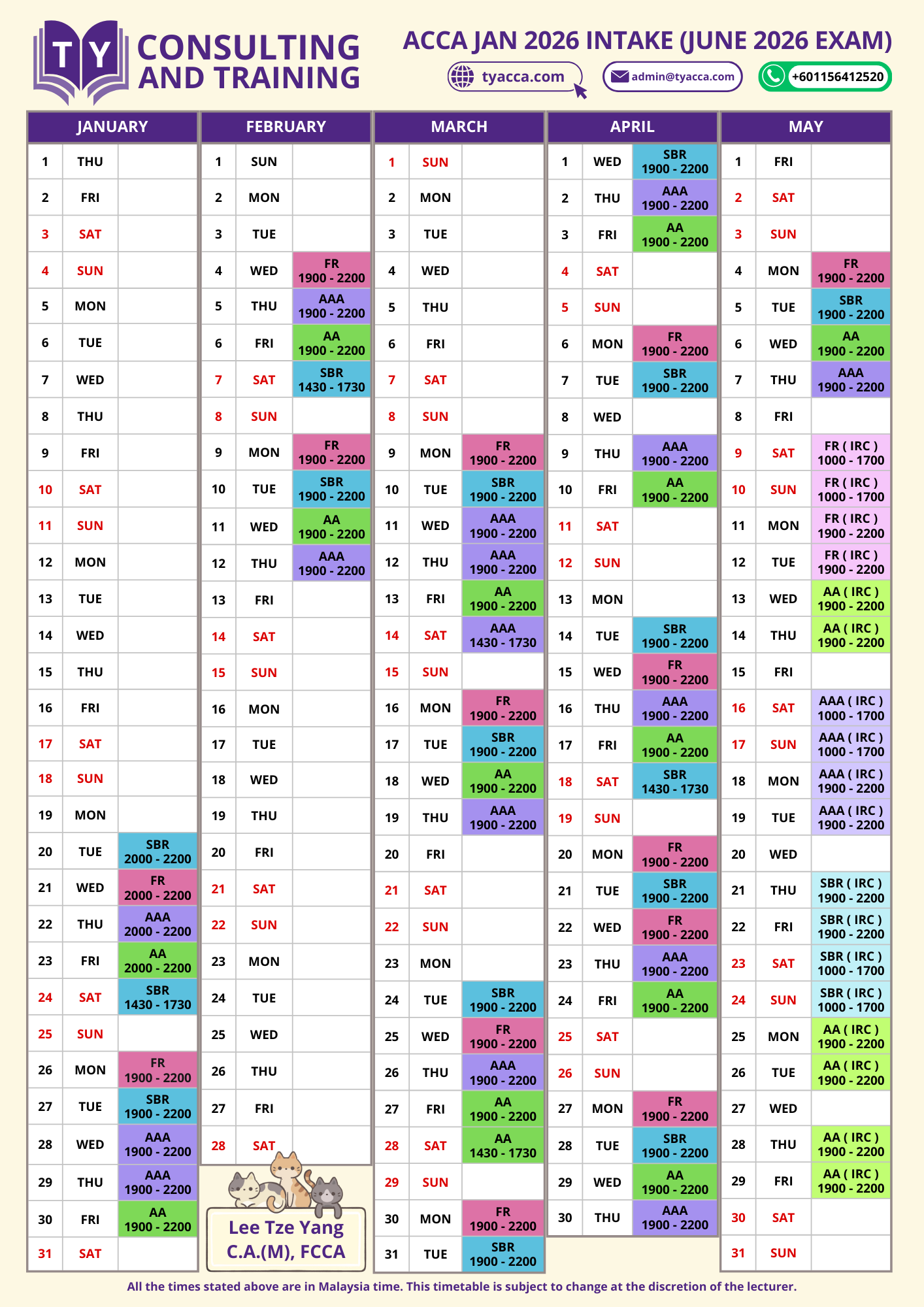 Timetable - TY ACCA